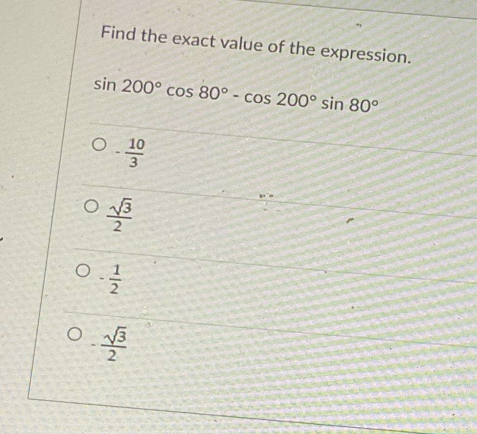 Find the exact value of the | Chegg.com