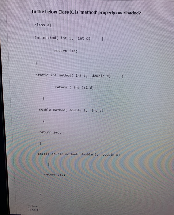 Solved In the below Class X, is 'method' properly | Chegg.com