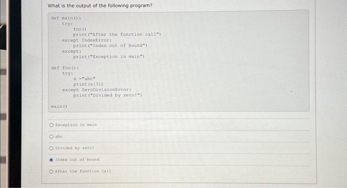 Solved What is the output of the following program? det main | Chegg.com