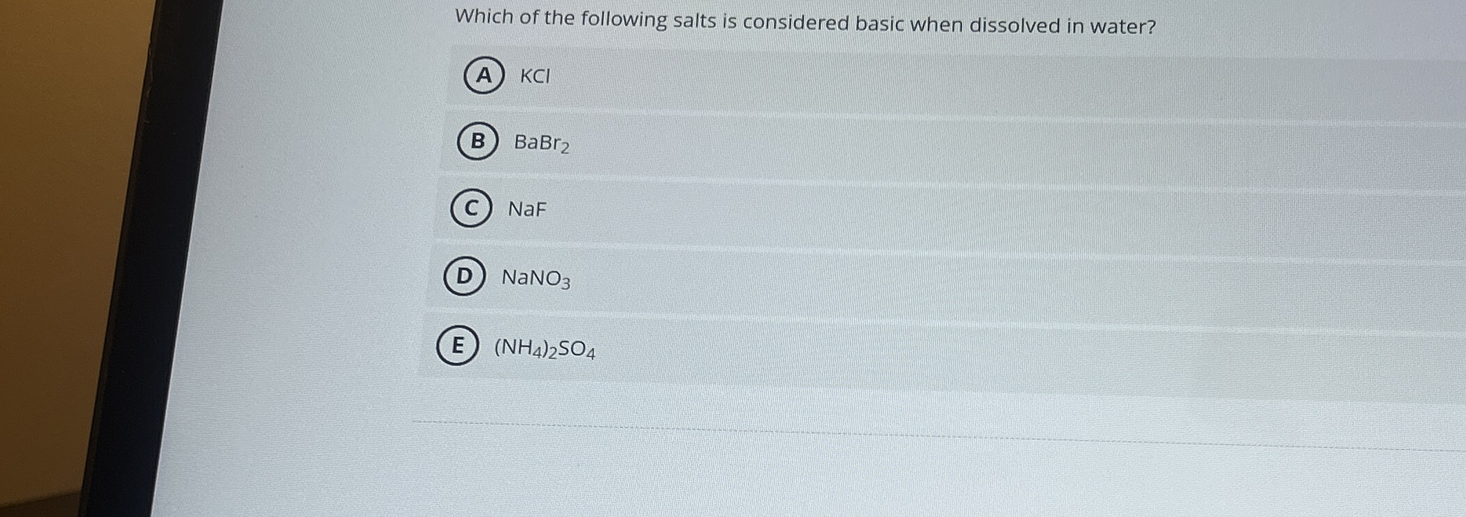 Solved Which of the following salts is considered basic when | Chegg.com