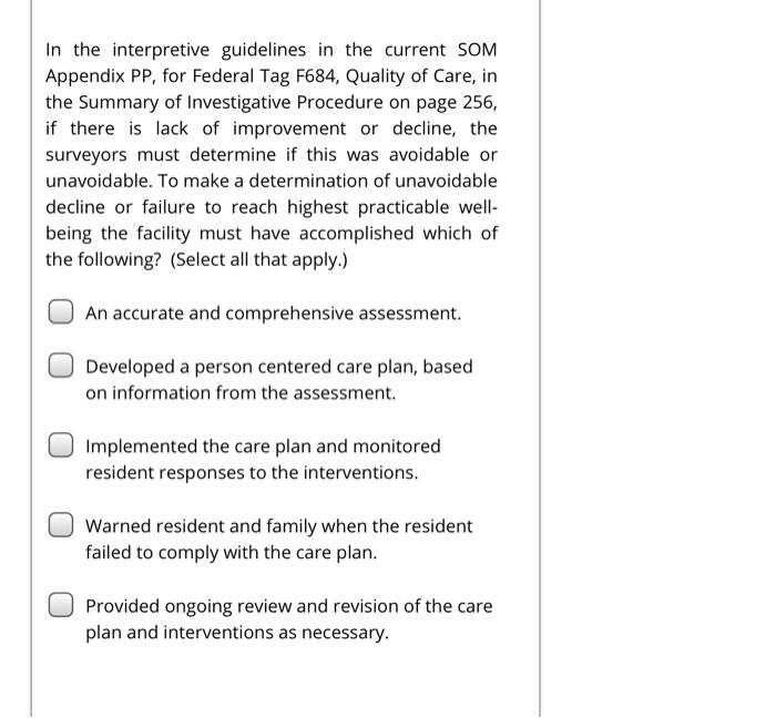Solved In the interpretive guidelines in the current SOM | Chegg.com