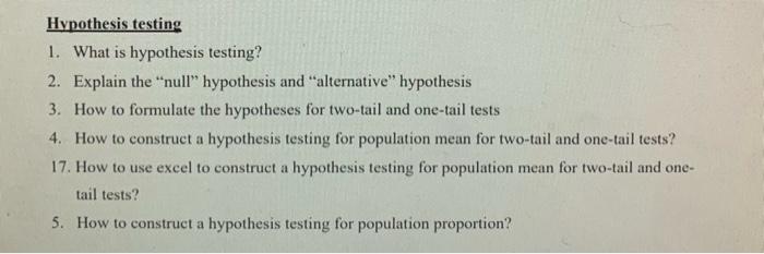 Solved Hypothesis testing 1. What is hypothesis testing? 2. | Chegg.com