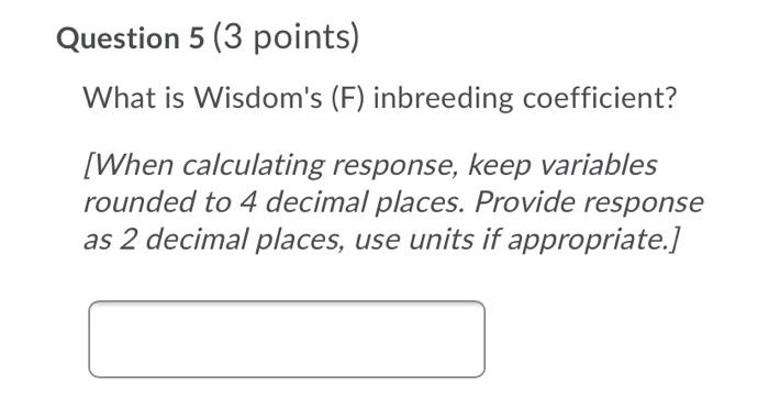 Solved Inbreeding Coefficient = Fx = The inbreeding | Chegg.com