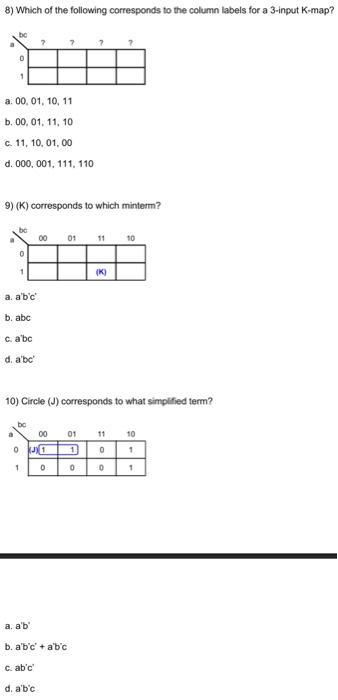 Solved 8) Which of the following corresponds to the column | Chegg.com