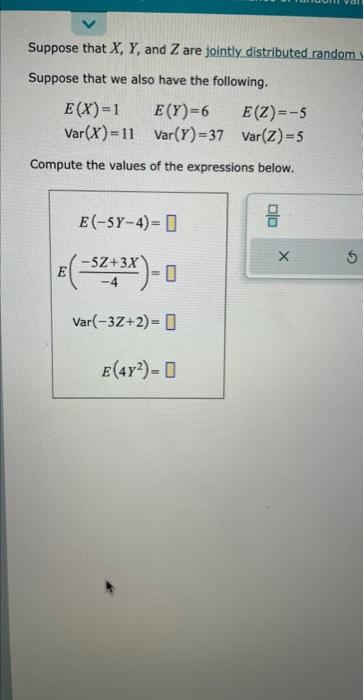 Solved Suppose that X,Y, and Z are jointly distributed | Chegg.com