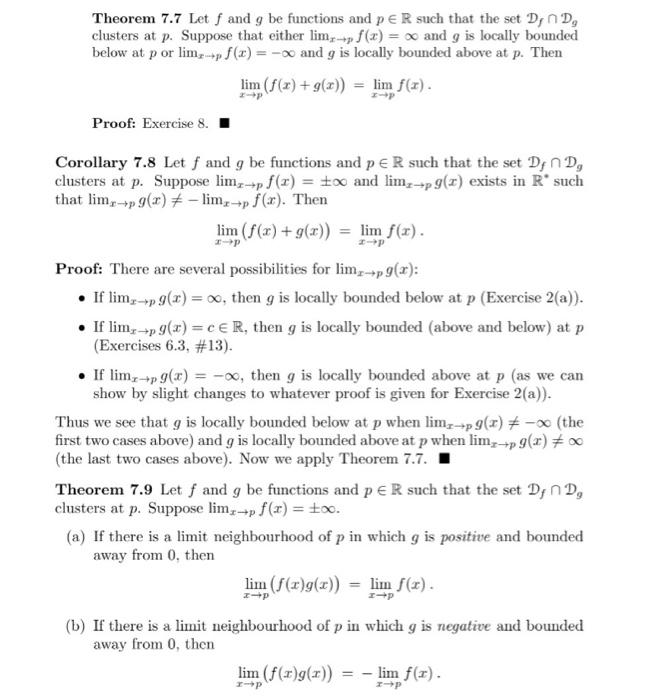 Solved Theorem 7.7 Let f and gbe functions and pe R such | Chegg.com