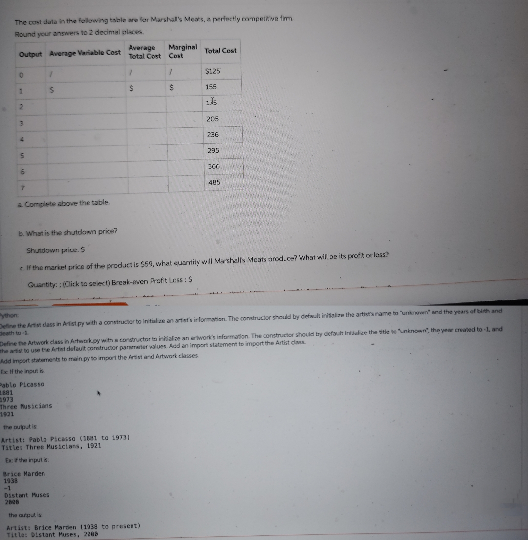 Solved Computer science The cost data in the following table | Chegg.com