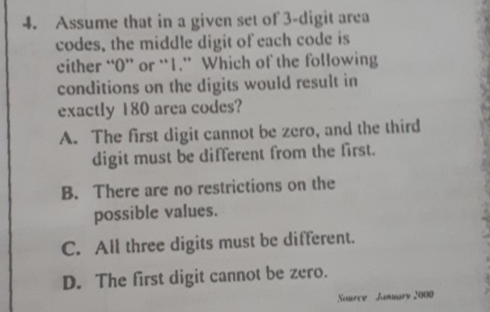 Solved 4. Assume that in a given set of 3-digit area codes, | Chegg.com