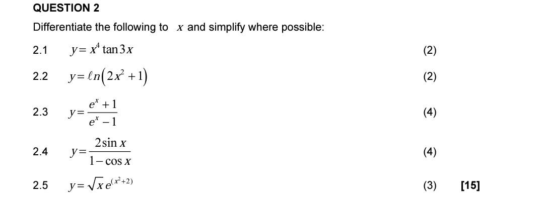 Solved Differentiate the following to x and simplify where | Chegg.com