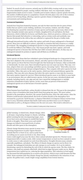 Animal endangerment and its causes கால் போர்கள் பல | Chegg.com