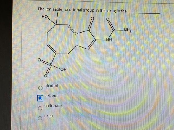 Solved The ionizable functional group in this drug is the | Chegg.com