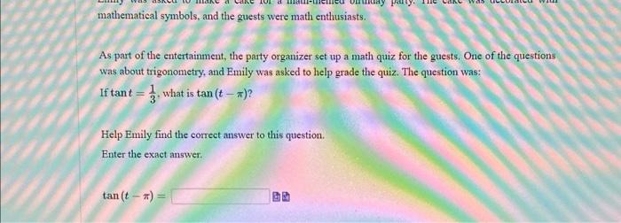 Solved mathematical symbols, and the guests were math | Chegg.com