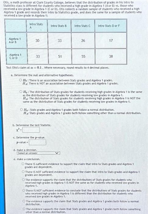 Solved Otis, a math professor at Clark County College, | Chegg.com