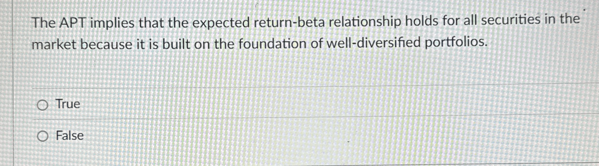 Solved The APT implies that the expected return-beta | Chegg.com