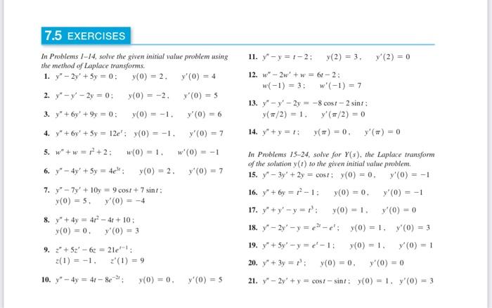 Solved 7.5 EXERCISES In Problems 1-14, solve the given | Chegg.com
