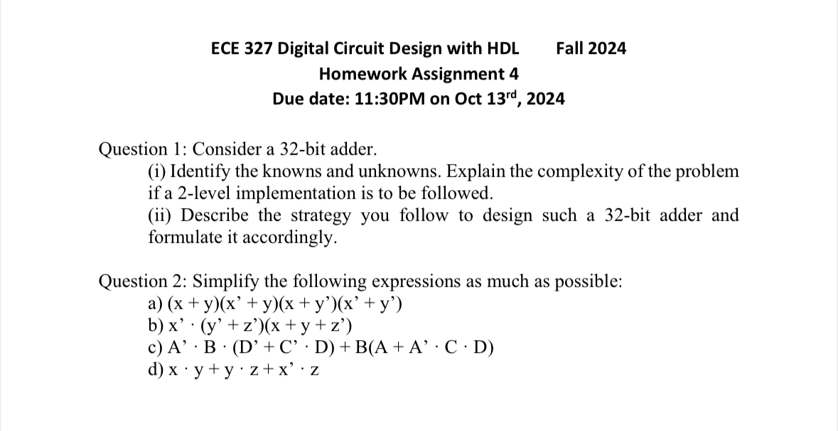 Solved Question 1: Consider A 32-bit Adder.(i) ﻿identify The 