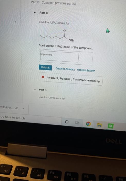 Solved Part A Give the IUPAC name for Ο Η CH3 – CH2-C-N-CH3 | Chegg.com