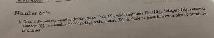 Solved Number Sets 1. Draw a diagram representing the | Chegg.com