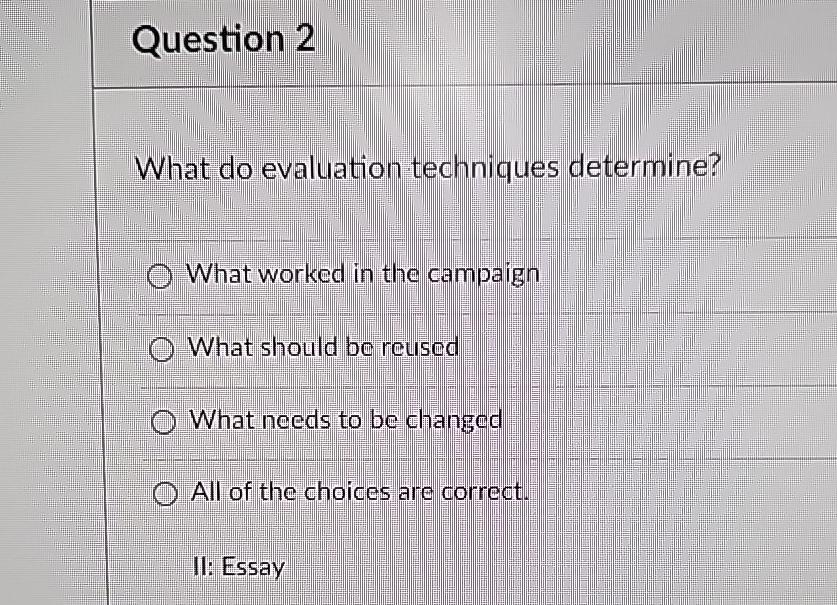 Solved Question 2What do evaluation techniques | Chegg.com