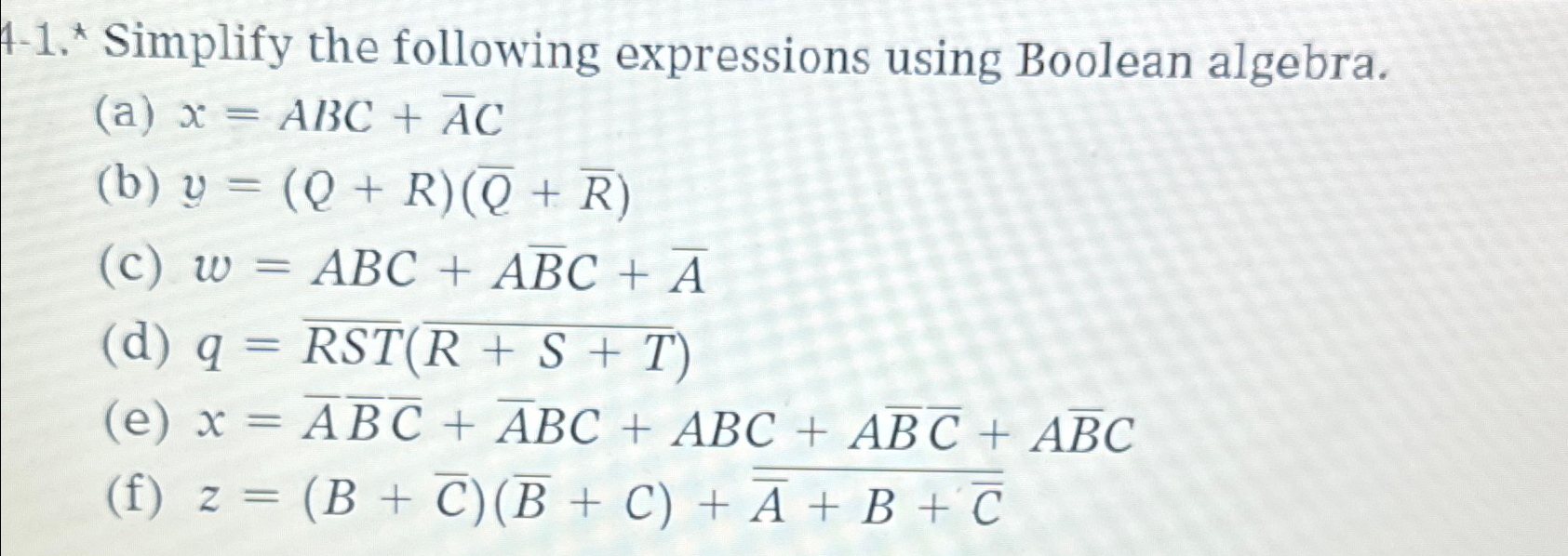 Solved 4-1.* ﻿Simplify the following expressions using | Chegg.com