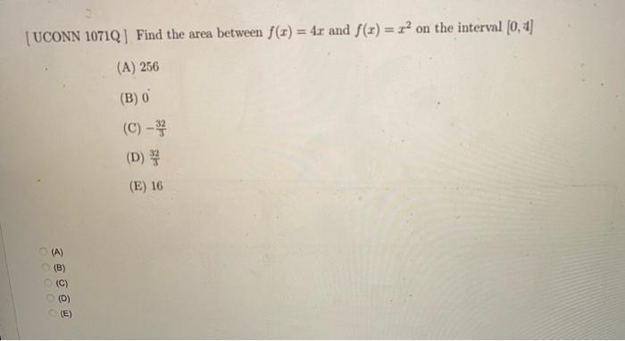 Solved [UCONN 1071Q] Find the area between f(x)=4x and | Chegg.com