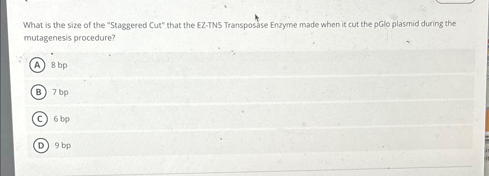 Solved What is the size of the "Staggered Cut" that the | Chegg.com
