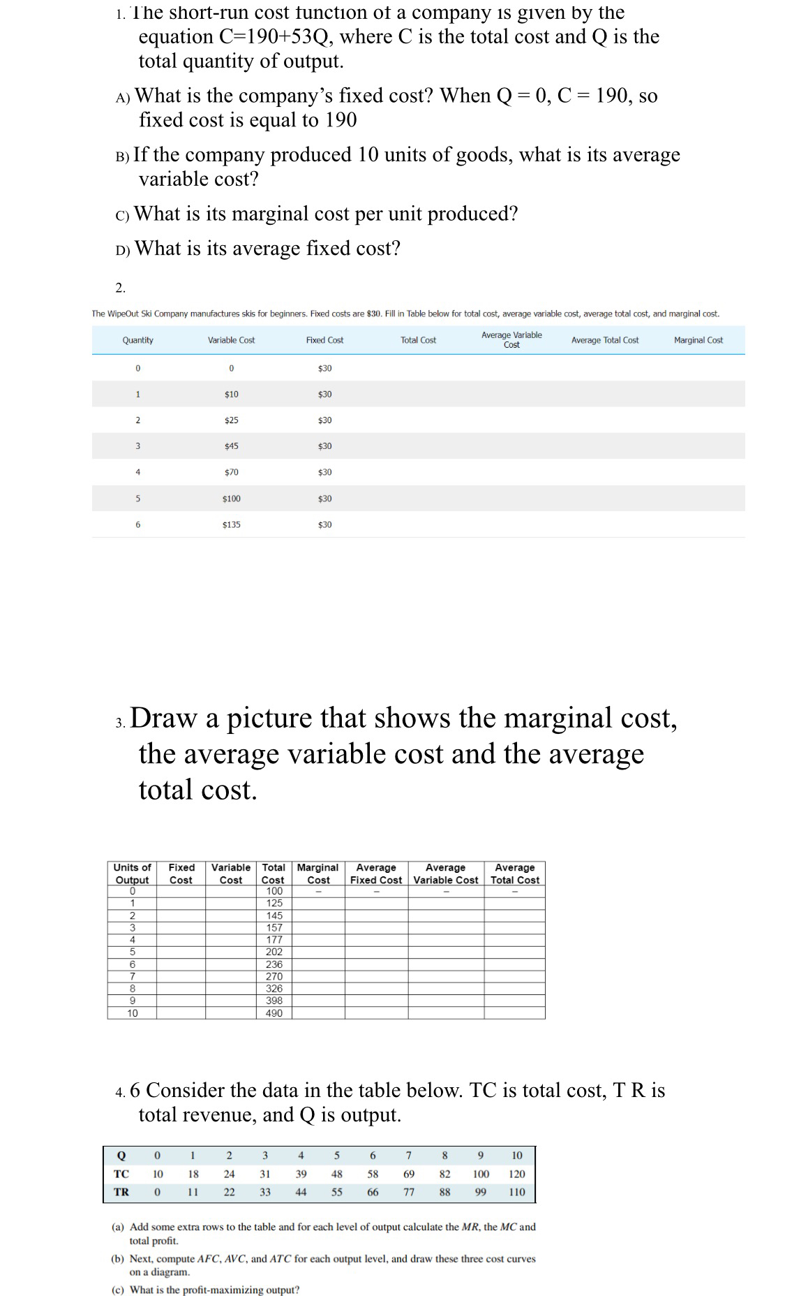 Solved The short-run cost function of a company is given by | Chegg.com