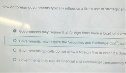 Solved How do foreign governments typically influence a | Chegg.com