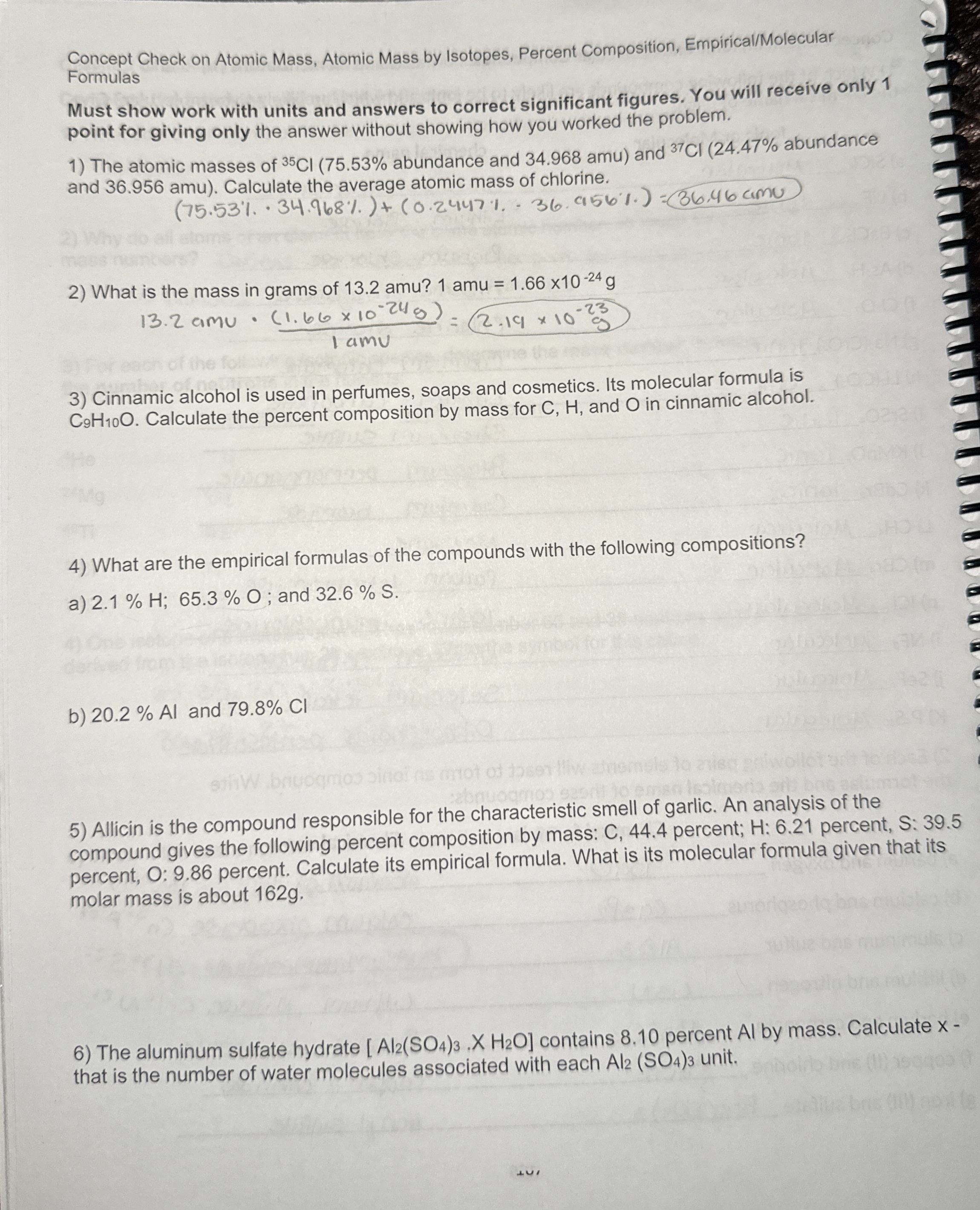 Solved Concept Check on Atomic Mass, Atomic Mass by | Chegg.com