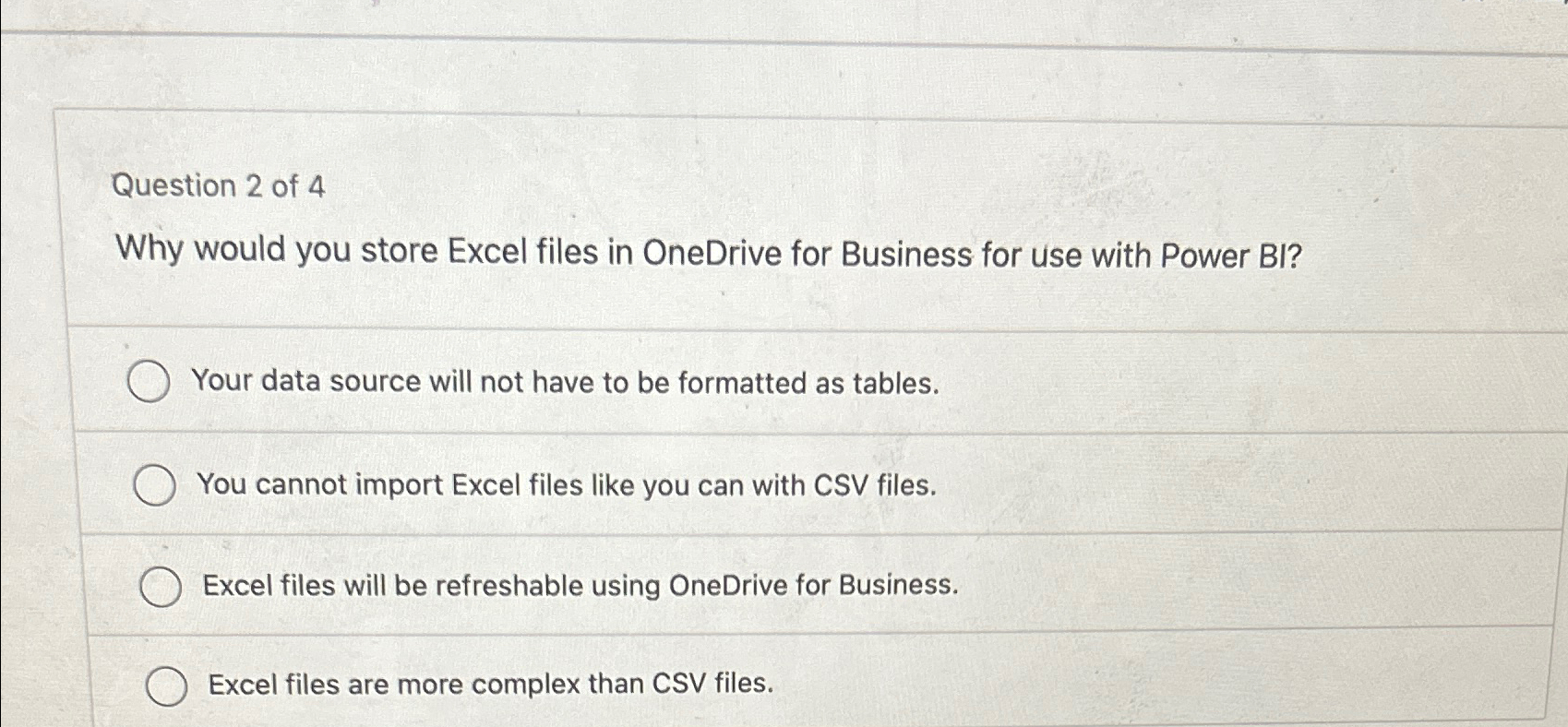 Solved Question 2 ﻿of 4Why would you store Excel files in | Chegg.com