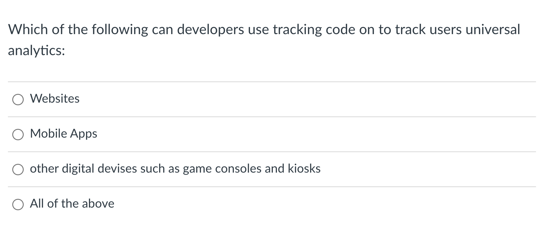 Solved Which of the following can developers use tracking | Chegg.com