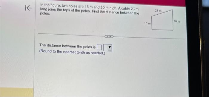 Solved In the figure, two poles are 15 m and 30 m high. A | Chegg.com