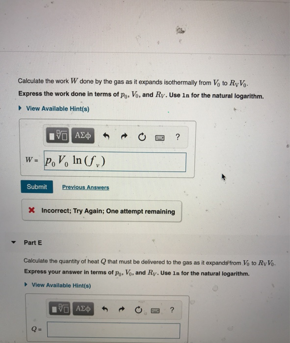 Solved Isothermal Expansion: Work and Heat Learning Goal: To | Chegg.com