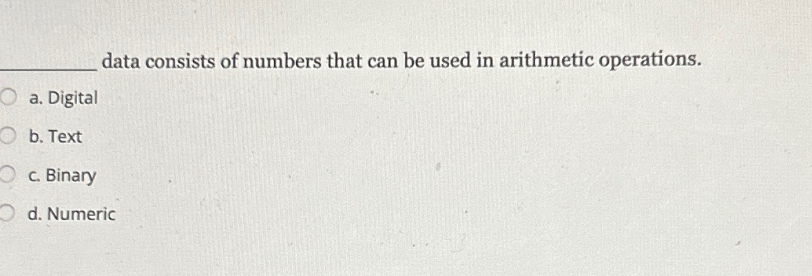 Solved data consists of numbers that can be used in | Chegg.com