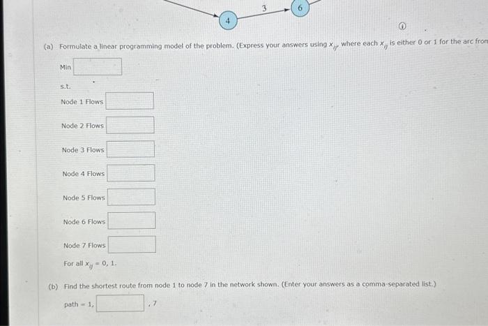 Consider the following transshipment network for | Chegg.com