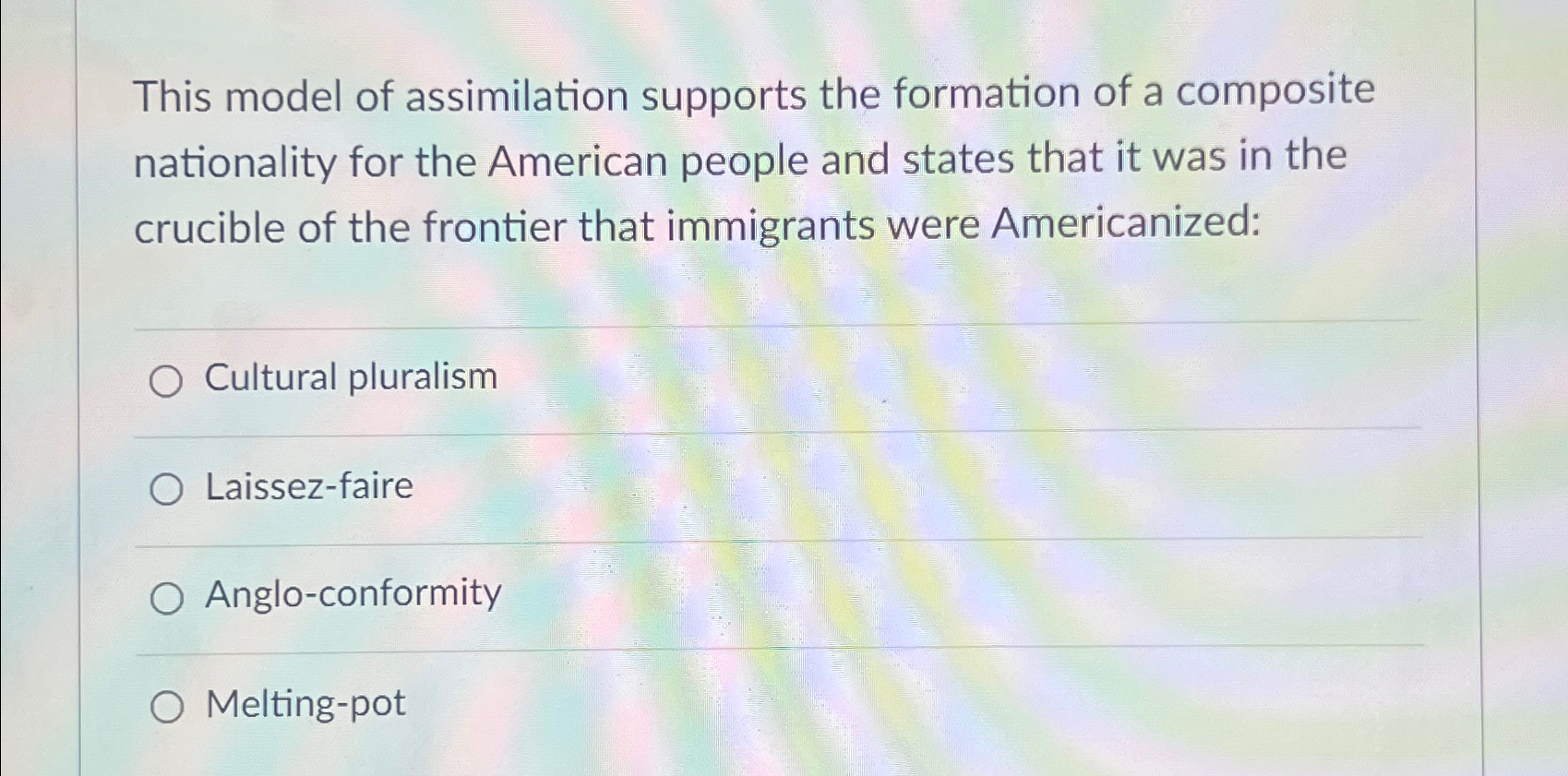 Solved This model of assimilation supports the formation of | Chegg.com