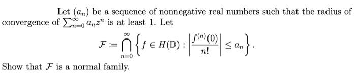 This is an advanced math problem in complex analysis. | Chegg.com