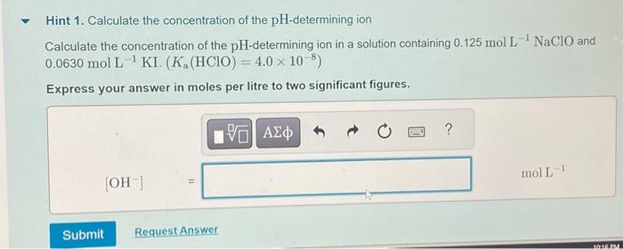 Solved Hint 1. Calculate the concentration of the | Chegg.com