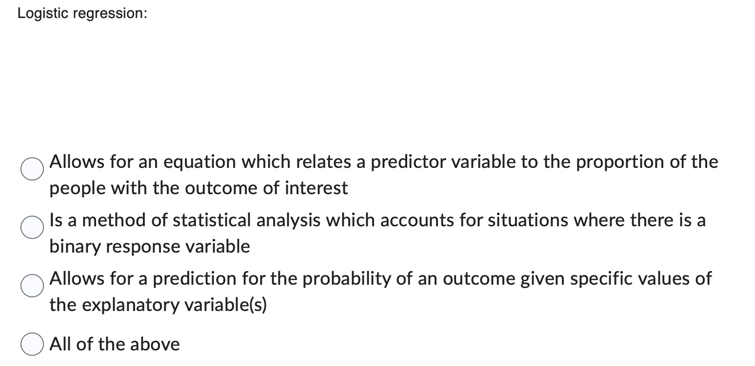 Solved Logistic regression:Allows for an equation which | Chegg.com
