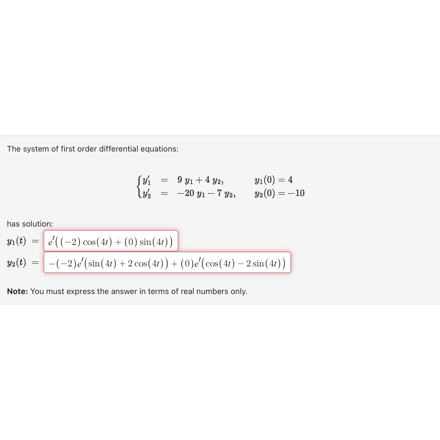Solved The system of first order differential | Chegg.com