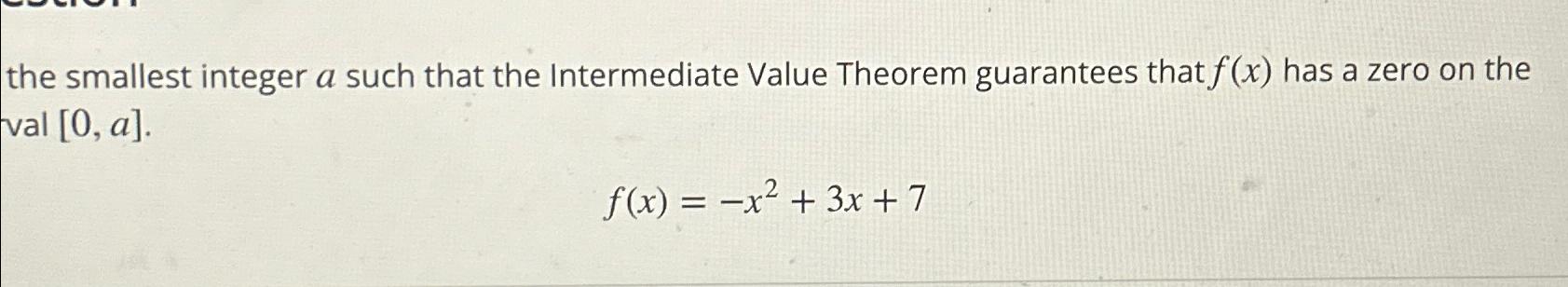 Solved the smallest integer a such that the Intermediate | Chegg.com