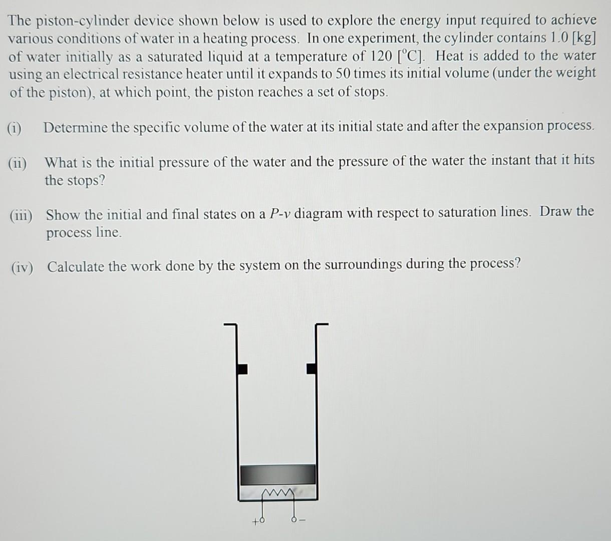Solved The piston-cylinder device shown below is used to | Chegg.com