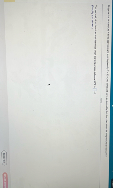 Solved Suppose the temperature x miles above ground level is | Chegg.com