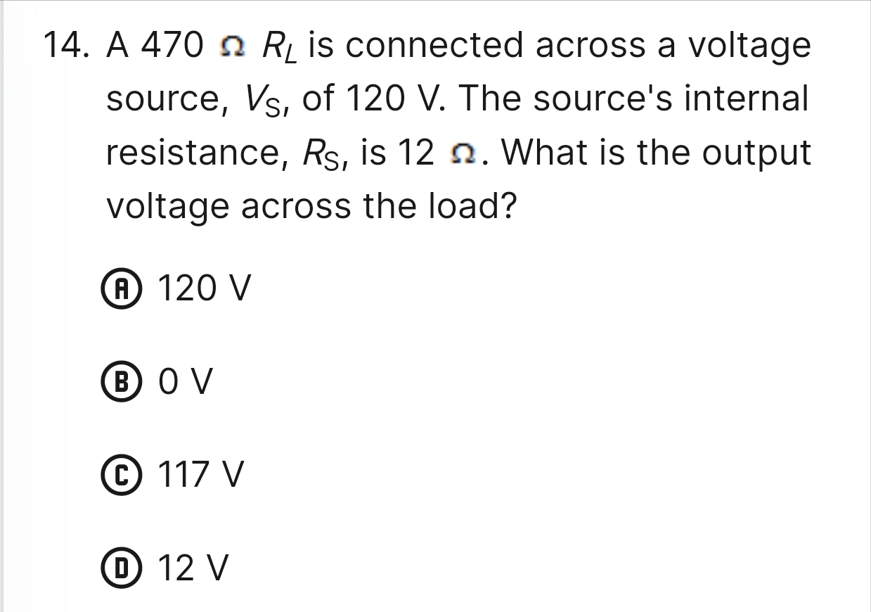 Solved A 470ΩRL ﻿is connected across a voltage source, VS, | Chegg.com