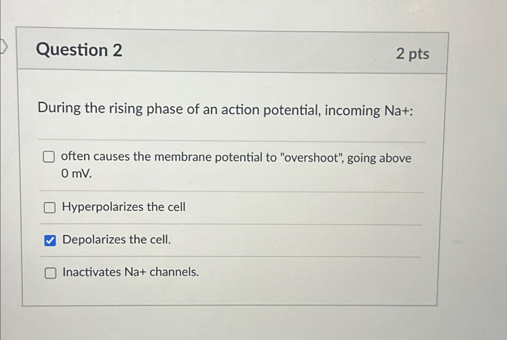 Solved Question 22 ﻿ptsDuring the rising phase of an action | Chegg.com