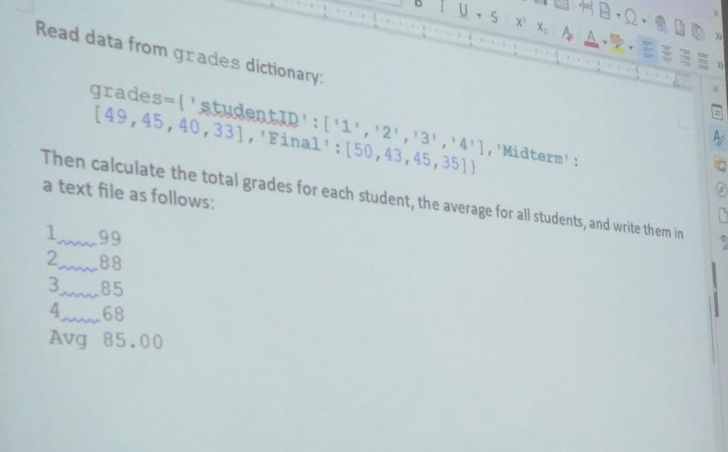 Solved Read data from grades dictionary: grades ={ | Chegg.com