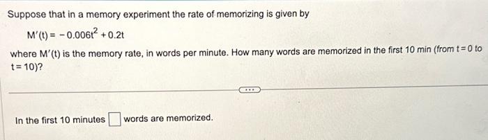 Solved Suppose that in a memory experiment the rate of | Chegg.com