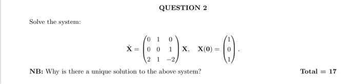 Solved QUESTION 2 Solve the system: | Chegg.com