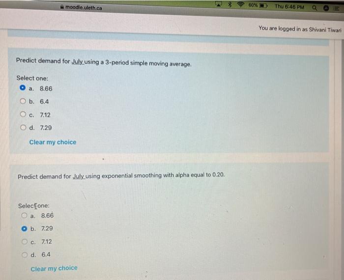 Solved moodle.uleth.ca 60% Thu 6:45 PM You are logged in as | Chegg.com