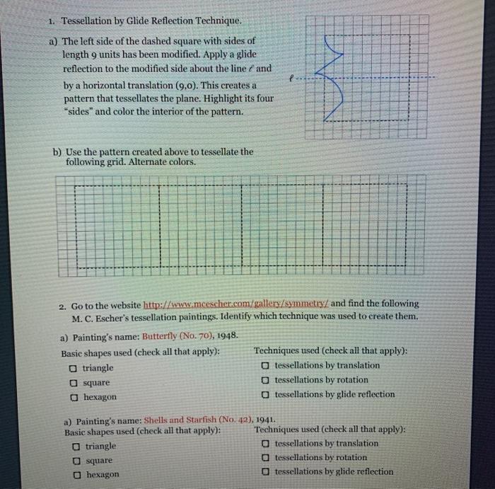 1. Tessellation by Glide Reflection Technique. a) The | Chegg.com